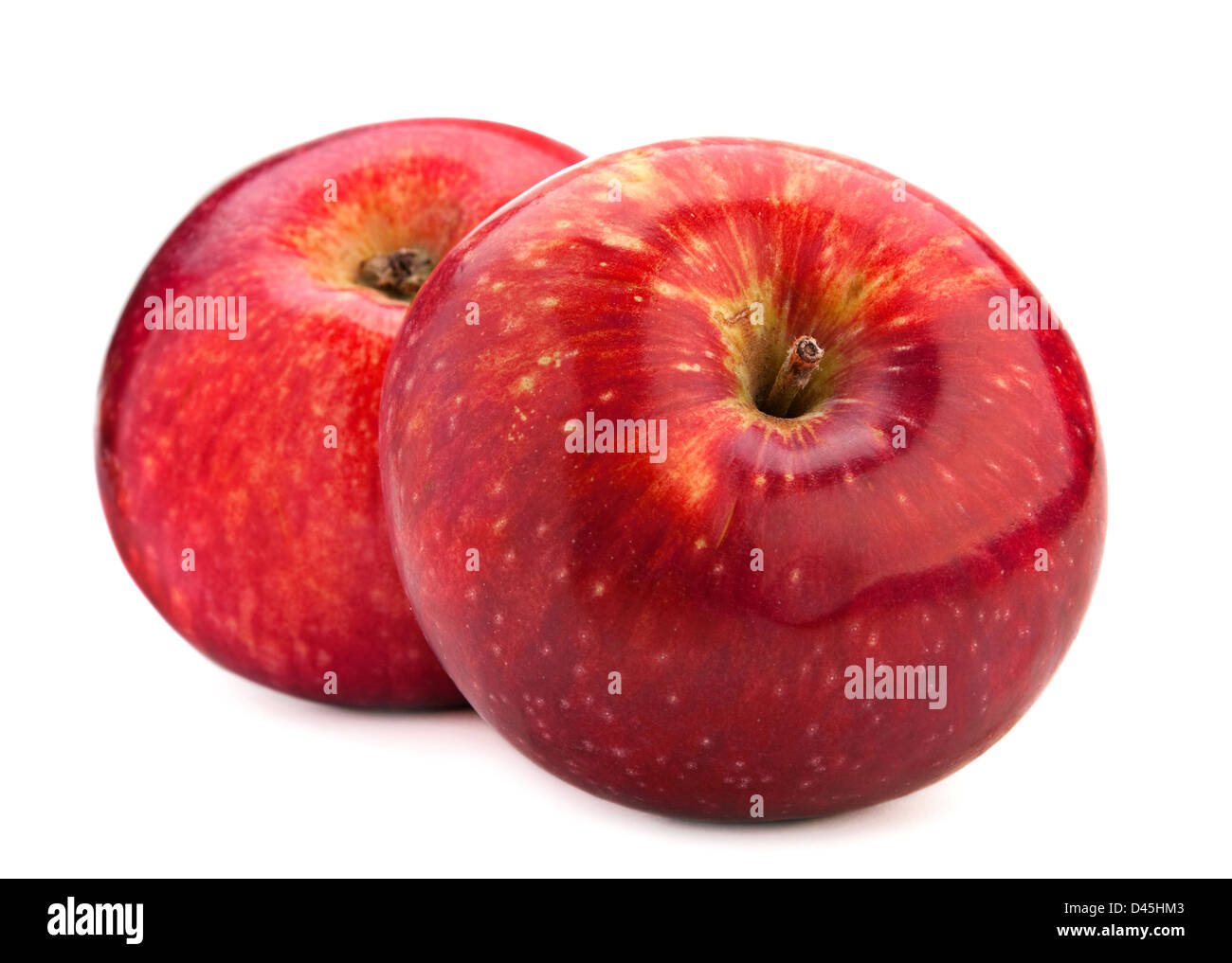 Two red apple fruit on white background Stock Photo - Alamy