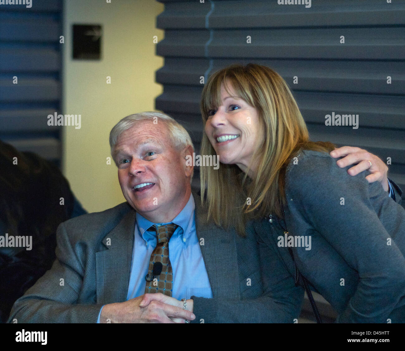 Howie Carr with a female fan during book signing Stock Photo - Alamy