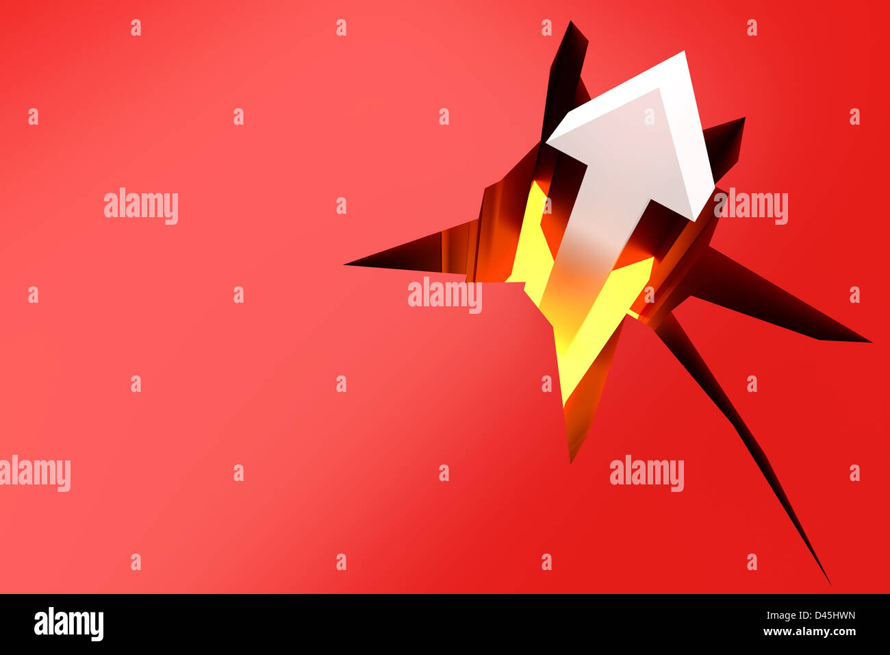 Breaking through! 3D rendered Illustration. Free space for your text ...