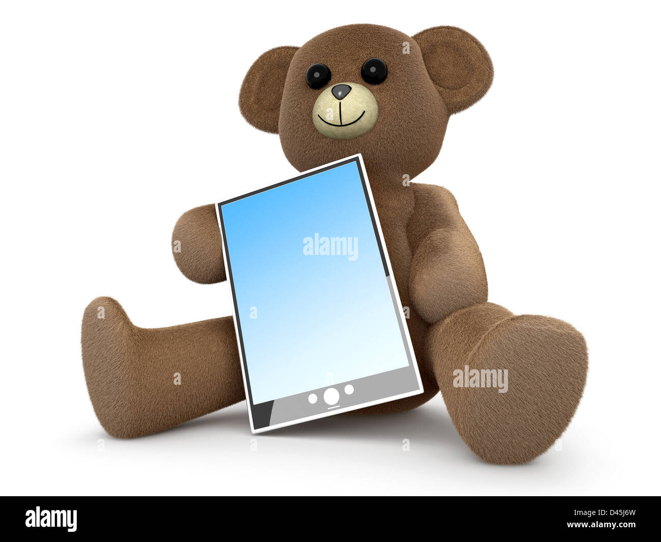 A Teddy bear with a Tablet PC. 3D rendered Illustration Stock Photo - Alamy