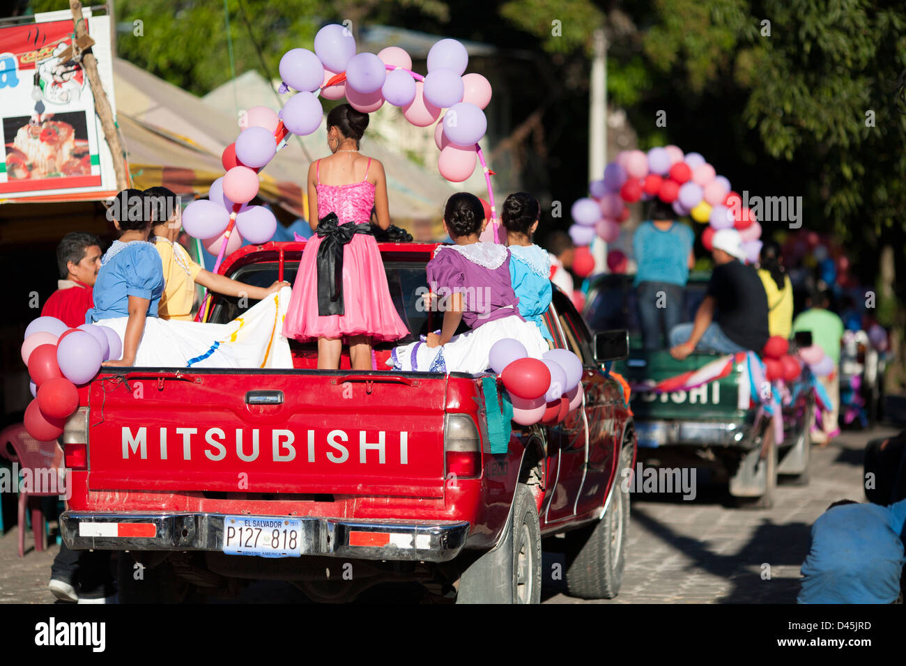 Local girls dressed in traditional dress at the annual Fiesta in ...