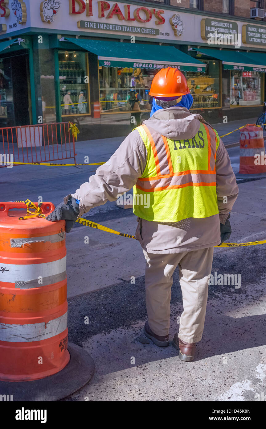 Construction worker on DDC project on Grand Street in New York City ...