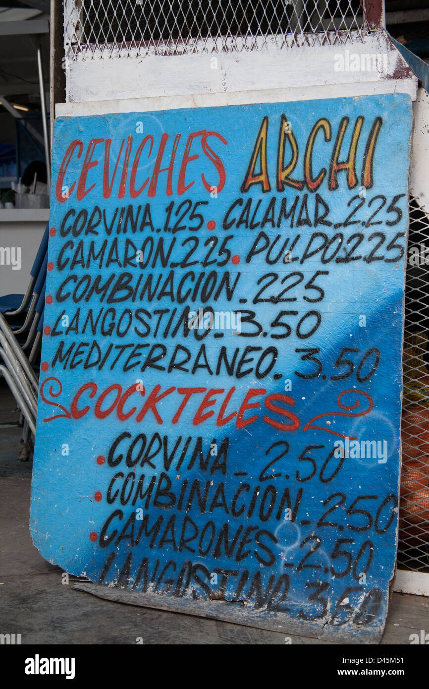 Ceviche sign at the fish market Stock Photo - Alamy