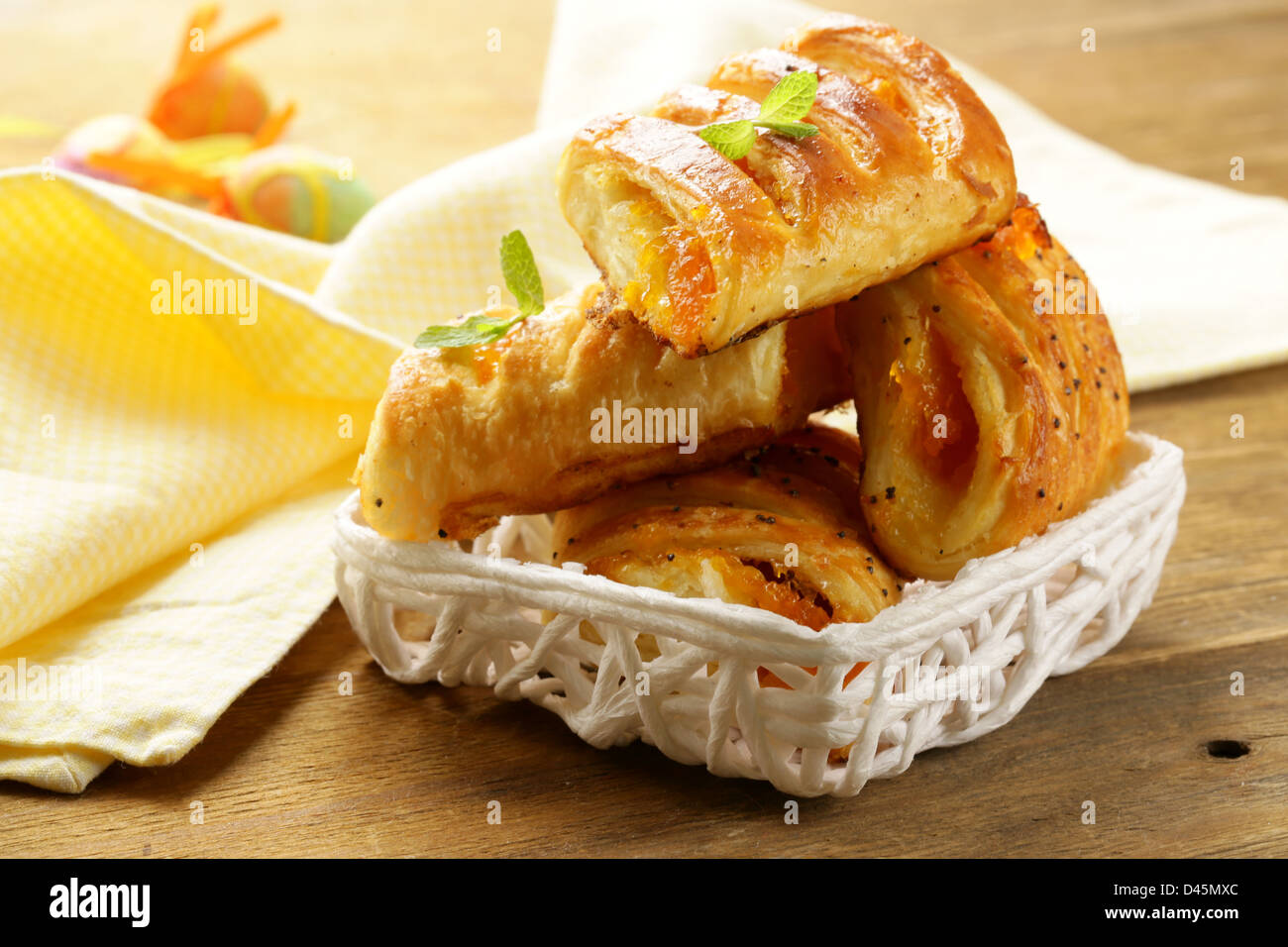 puff pastry with jam - sweet breakfast Stock Photo - Alamy