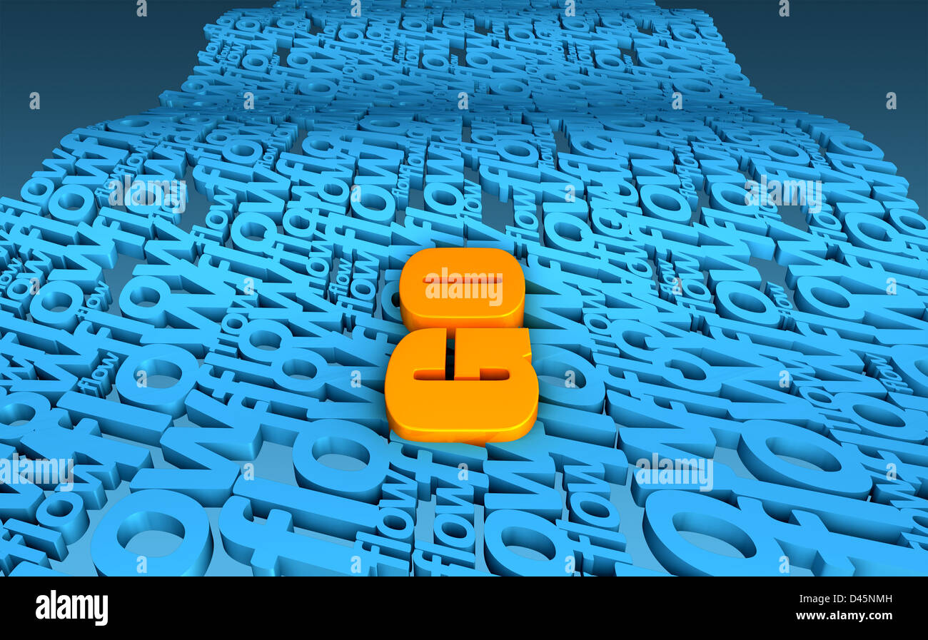 An orange word go flowing in a sea made up of the word flow Stock Photo ...