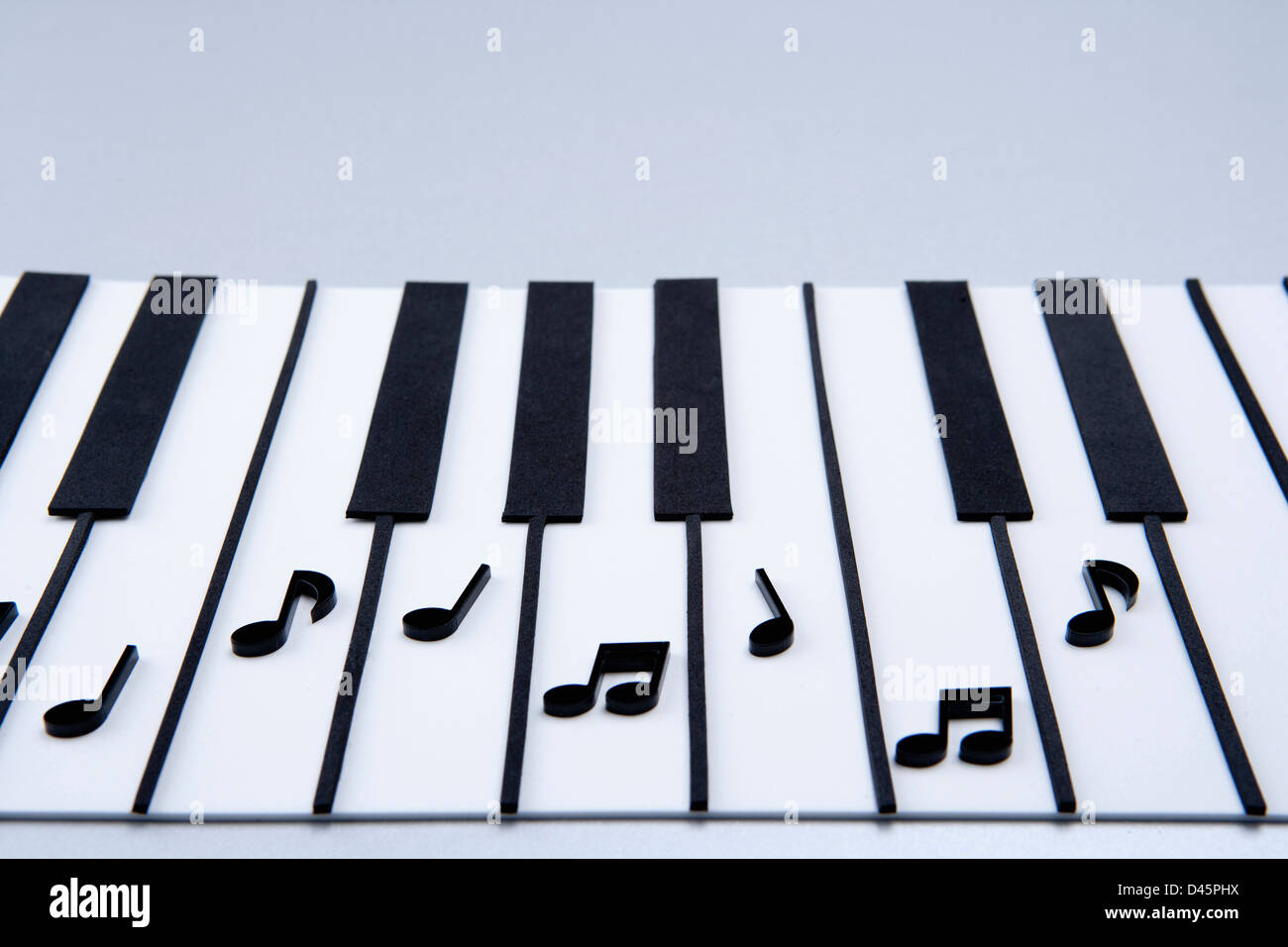 musical notes on a piano keyboard Stock Photo - Alamy