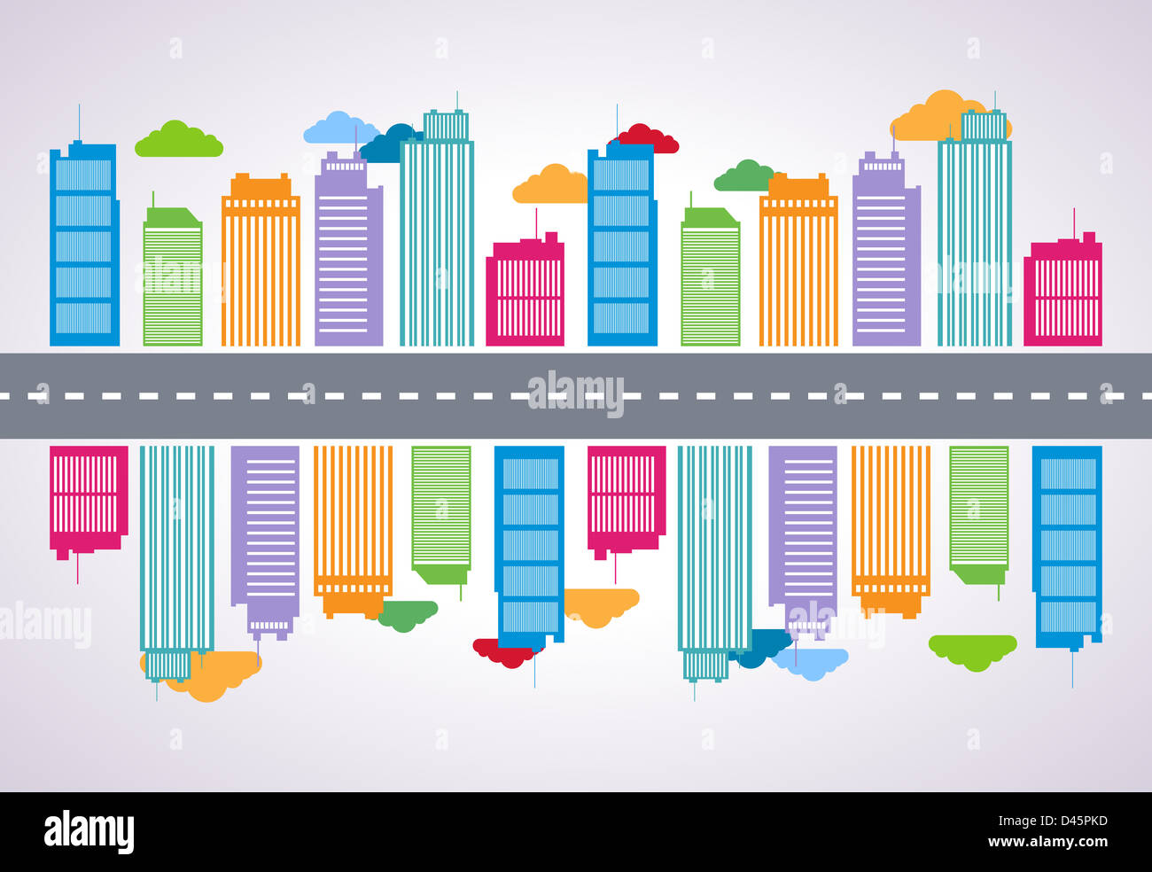 Colorful vector background illustration of city theme Stock Photo - Alamy