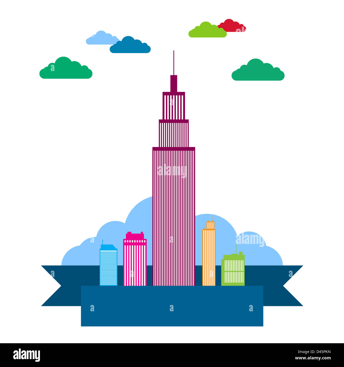 Colorful vector background illustration of city theme Stock Photo - Alamy