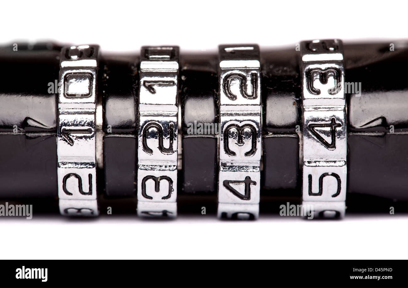 Combination padlock close up on a white background Stock Photo - Alamy