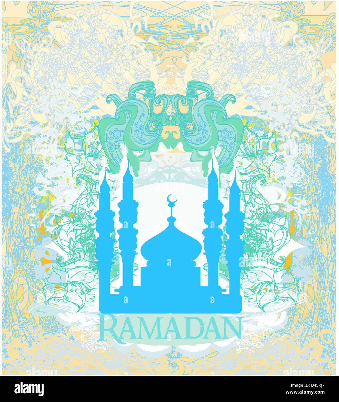 artistic pattern background with moon and mosque Stock Photo - Alamy