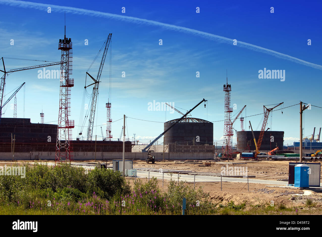 Work of new sea trading port of the Ust-Luga. Russia Stock Photo - Alamy