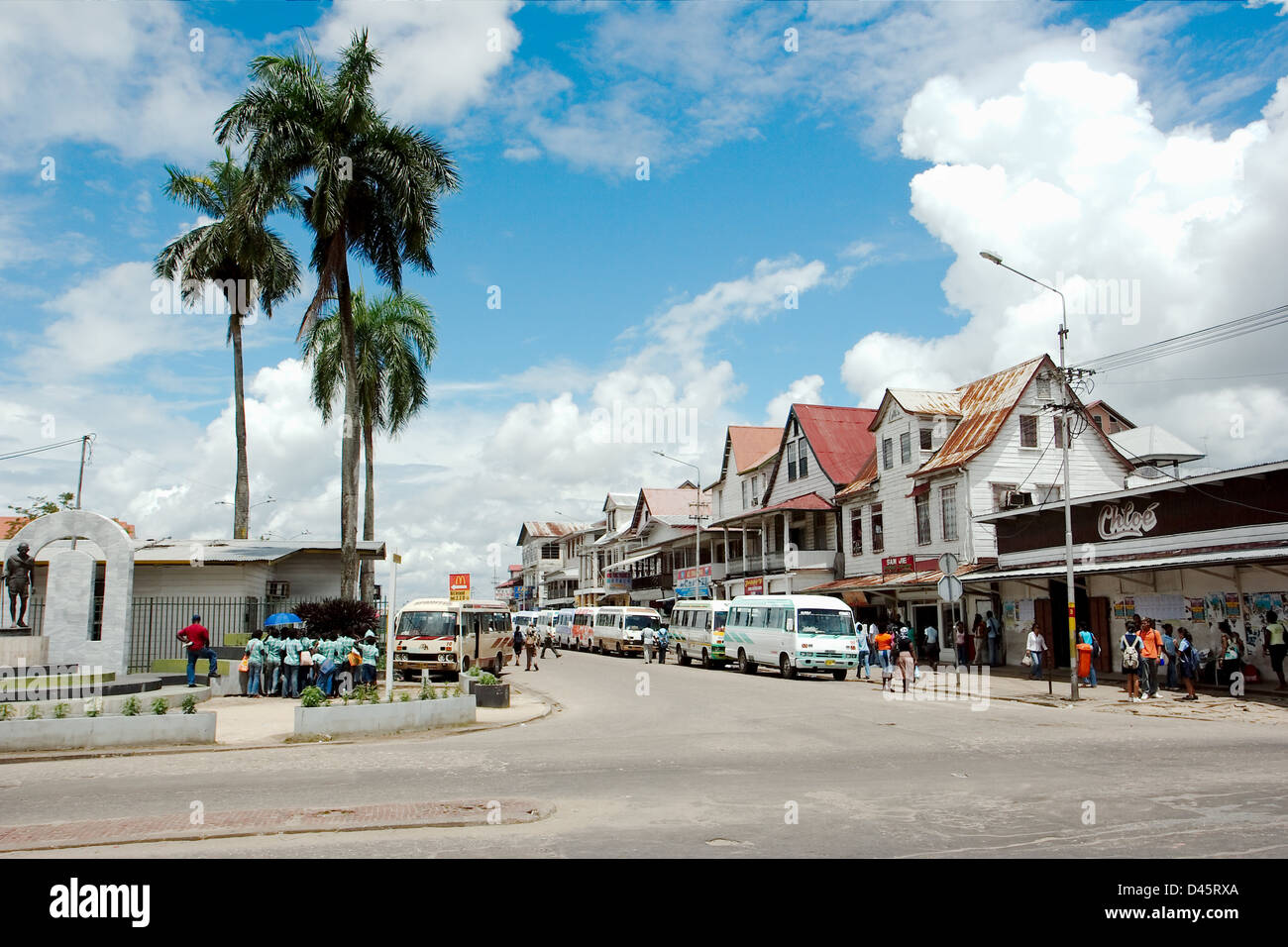 Bus station in the center of Paramaribo Surinam Stock Photo - Alamy