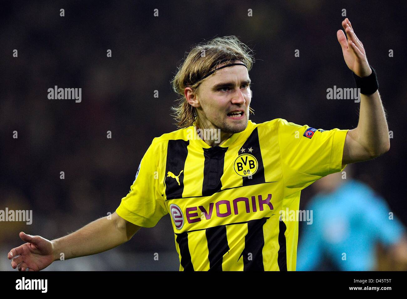 Dortmund, Germany. 5th March, 2013. Dortmund's Marcel Schmelzer reacts ...