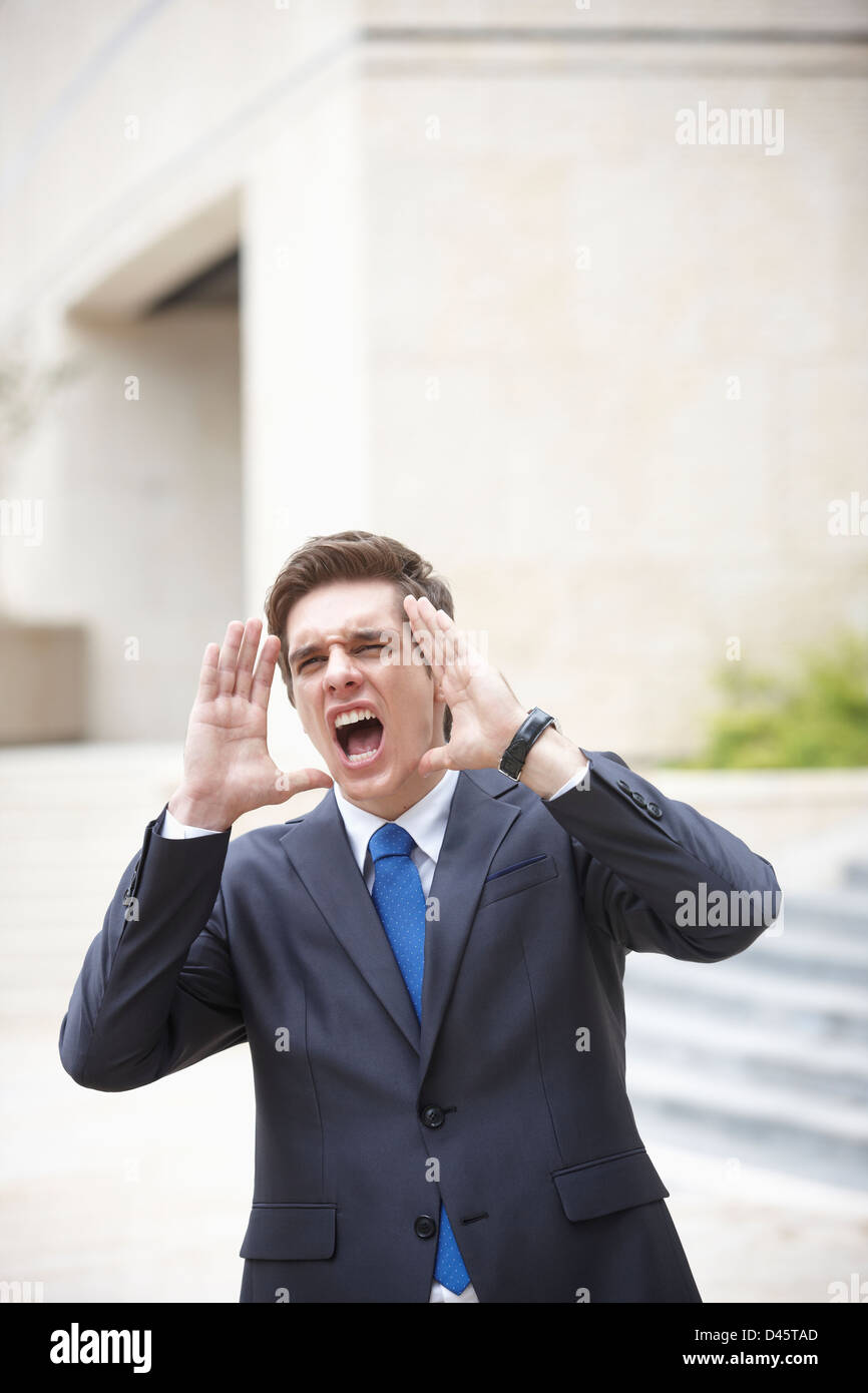 Western businessman shouting pose hi-res stock photography and images ...