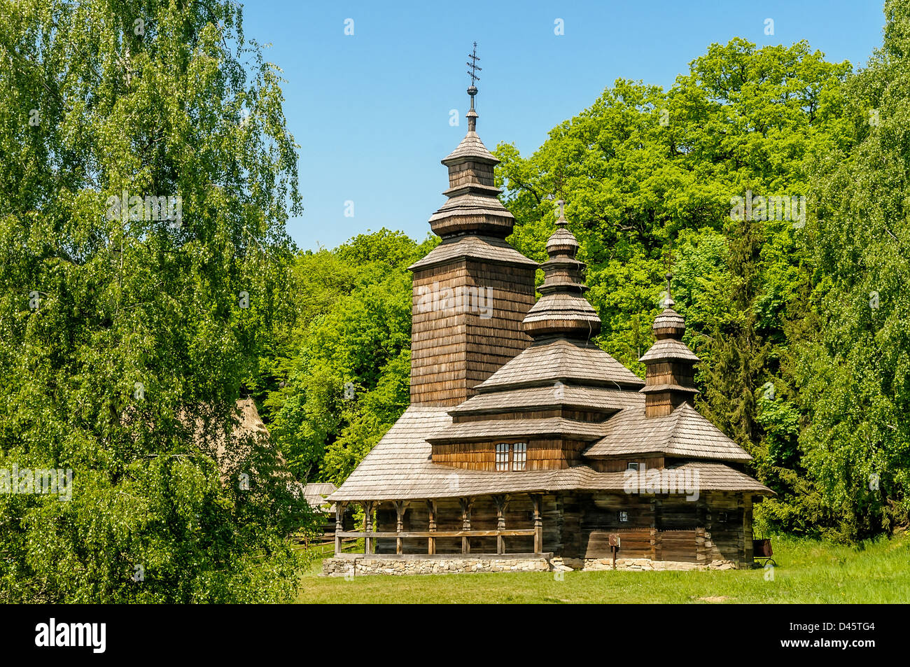 A typical ukrainian antique orthodox church in Pirogovo near Kiev Stock ...
