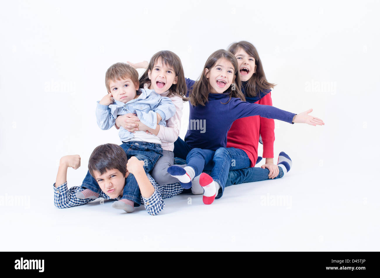 Five brothers from a large family Stock Photo - Alamy