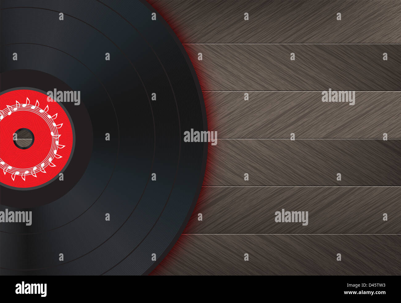 Vinyl Music Background with vinyl disk in the left of the image on a ...