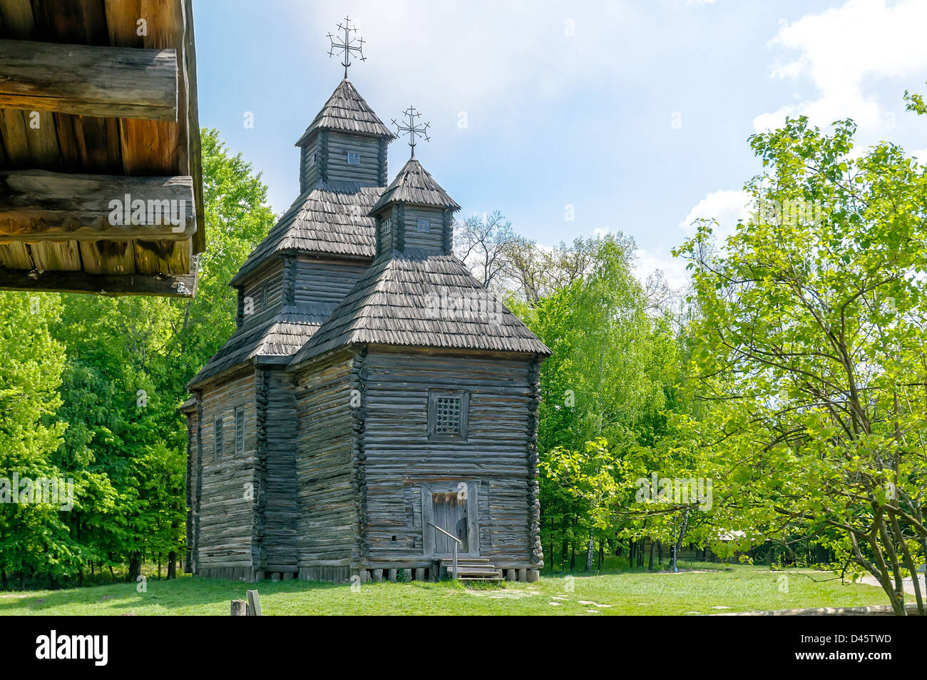 A typical ukrainian antique orthodox church in Pirogovo near Kiev Stock ...