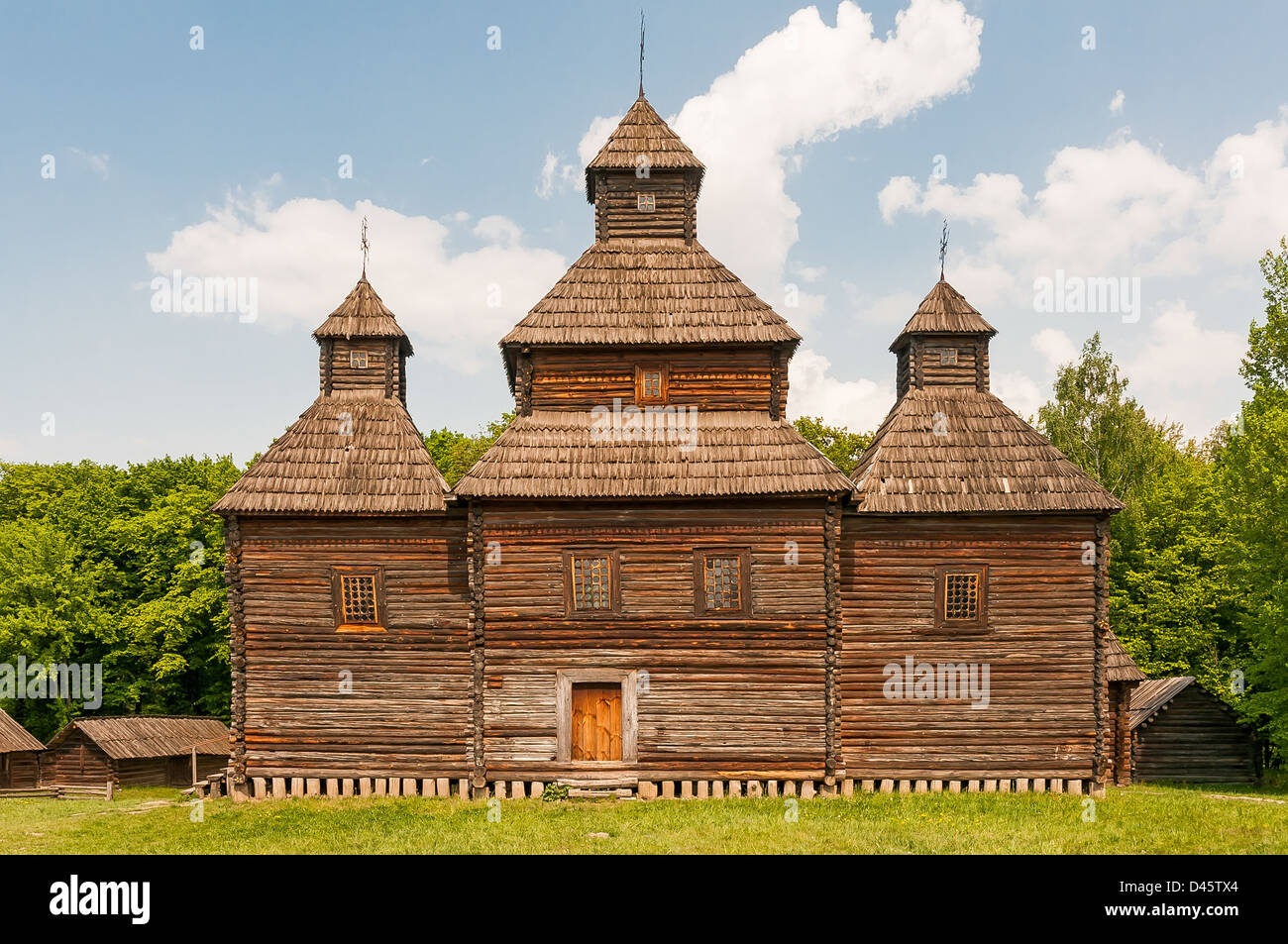 A typical ukrainian antique orthodox church in Pirogovo near Kiev Stock ...
