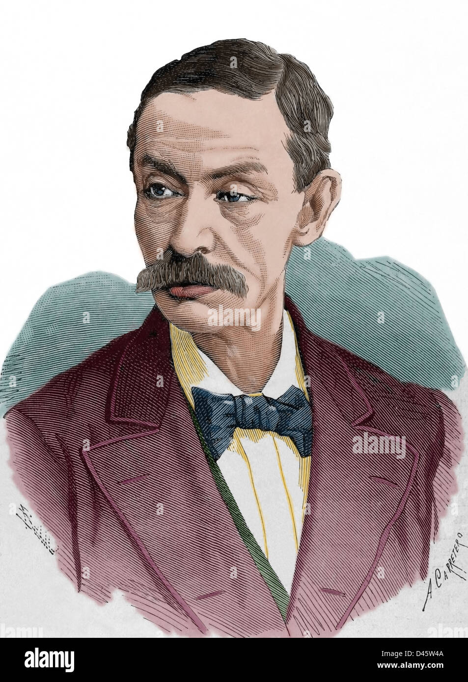 Mexican Antonio Aguilar Marocho. Engraving by Carretero of The Spanish ...