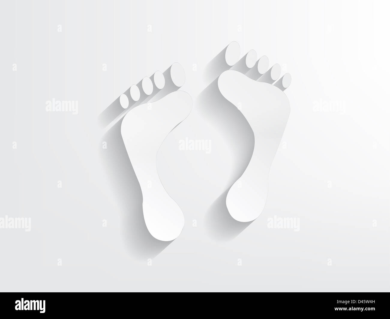 Foot print shapes formed from paper with a nice shadow effect Stock ...