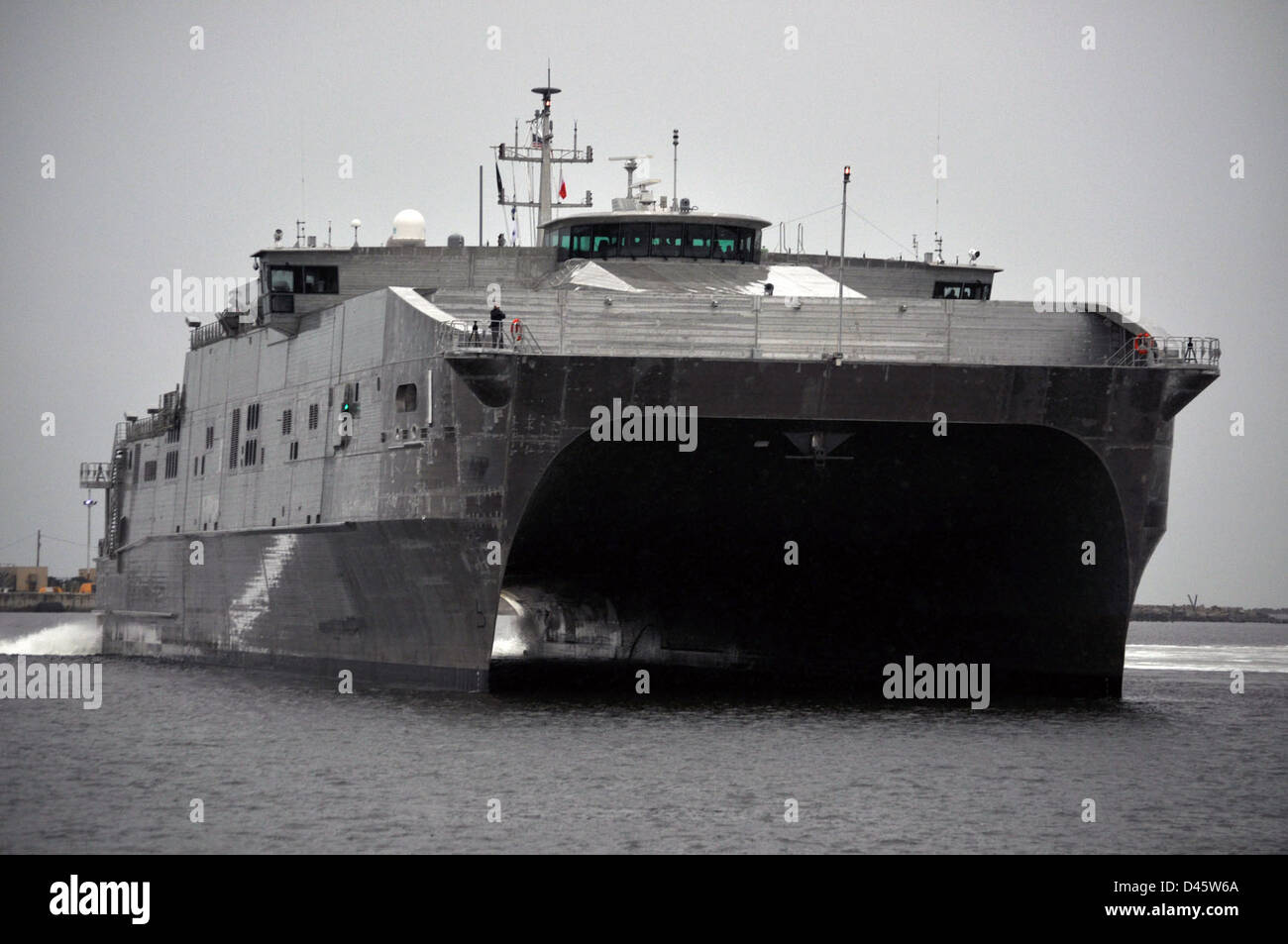 The USNS Spearhead arrives at Naval Station Mayport, Florida, as part ...