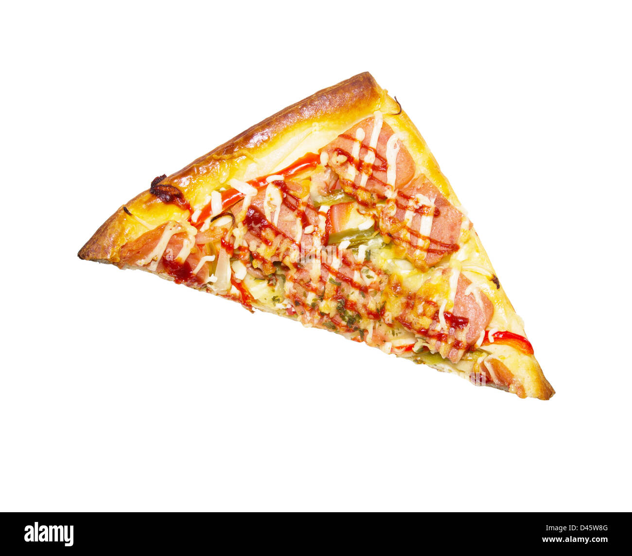 Cut off slice pizza isolated on white background Stock Photo - Alamy