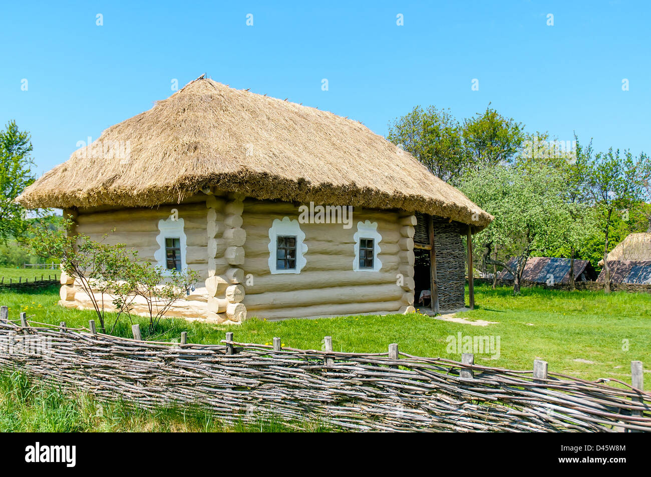 A typical ukrainian antique house, in Pirogovo near Kiev Stock Photo ...