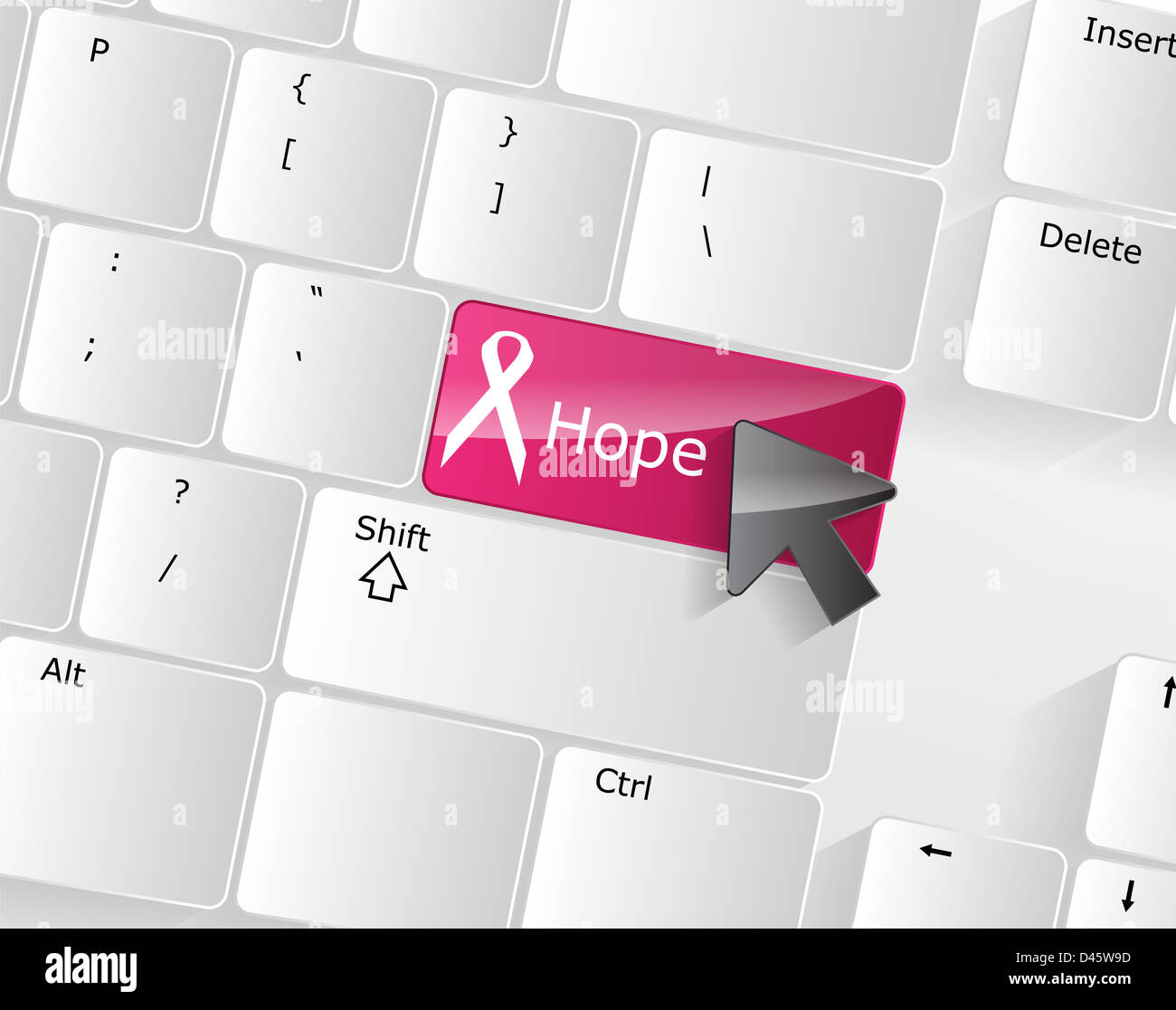 Computer keyboard - pink key Hope, close-up with a mouse over Stock ...