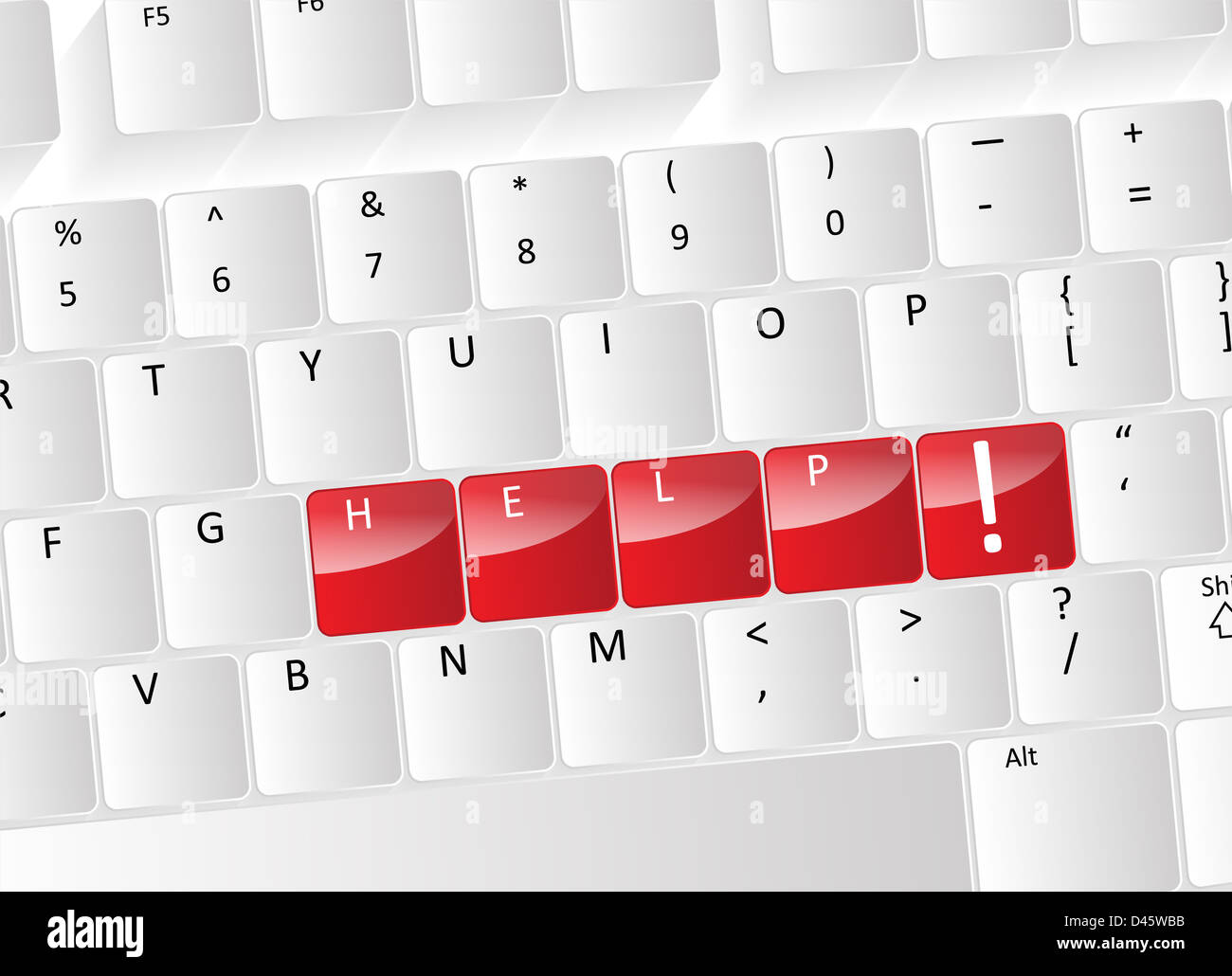 Help Keyboard Concept with red buttons and a exclamation symbol Stock ...