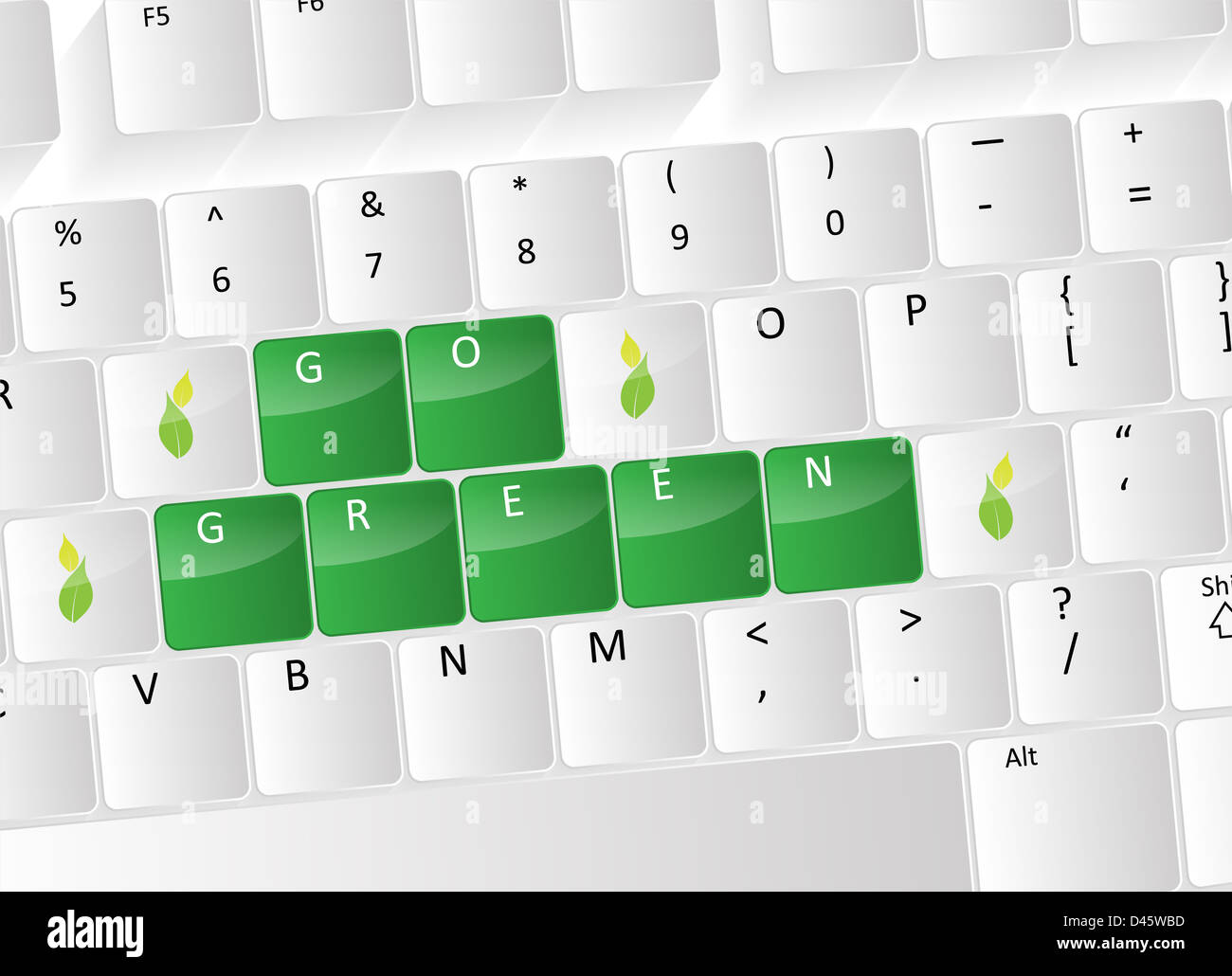 Go green Keyboard Concept with green buttons and leafs Stock Photo - Alamy