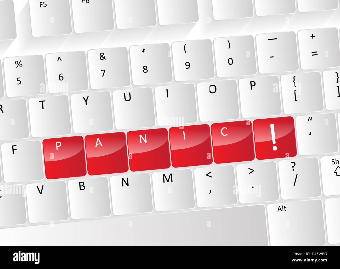 Panic Keyboard Concept with red buttons and an exclamation symbol Stock ...