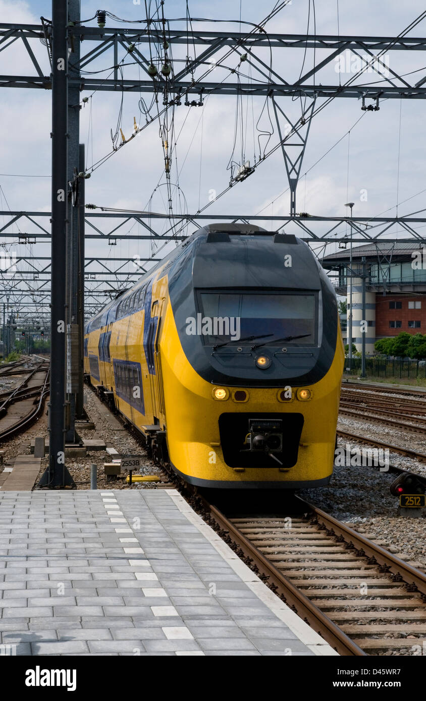 netherlands railways electric multiple unit train set approaching ...