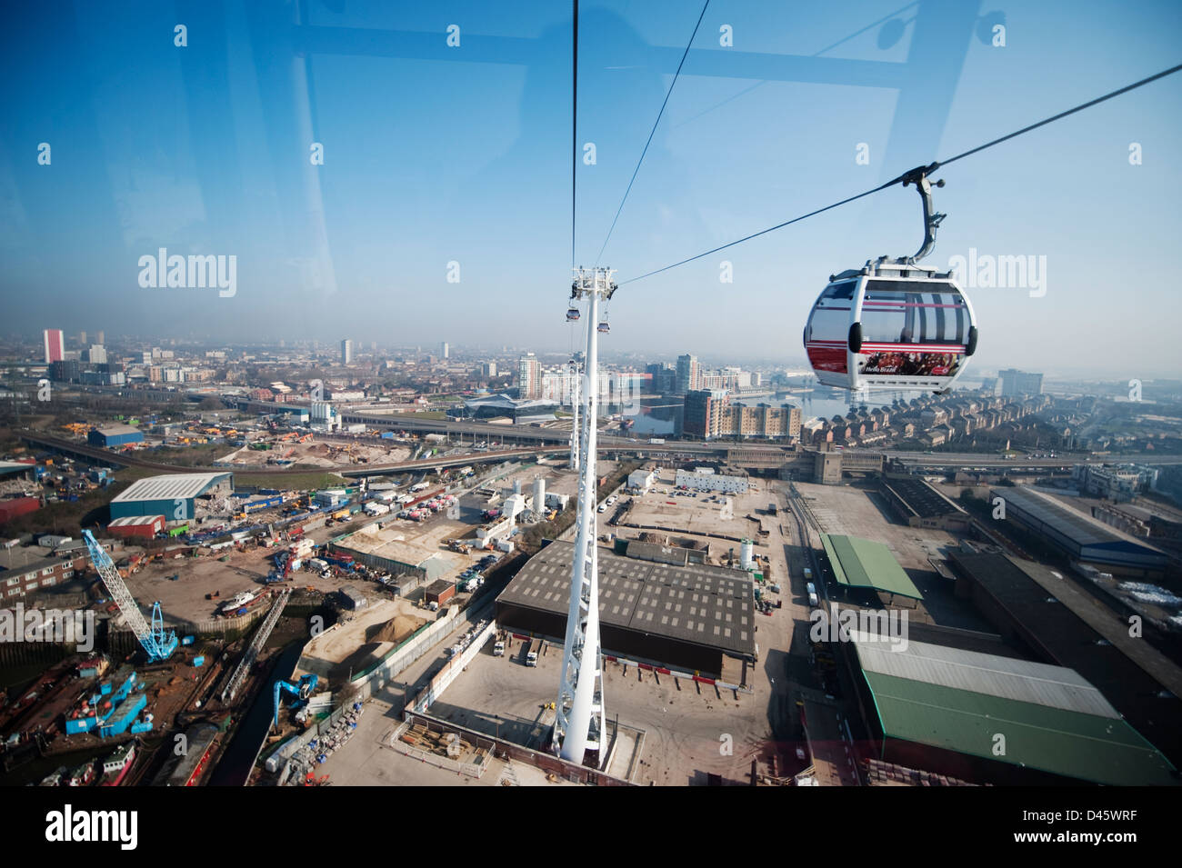 Aerial view north from the Emirates Air Line cablecar with Royal ...