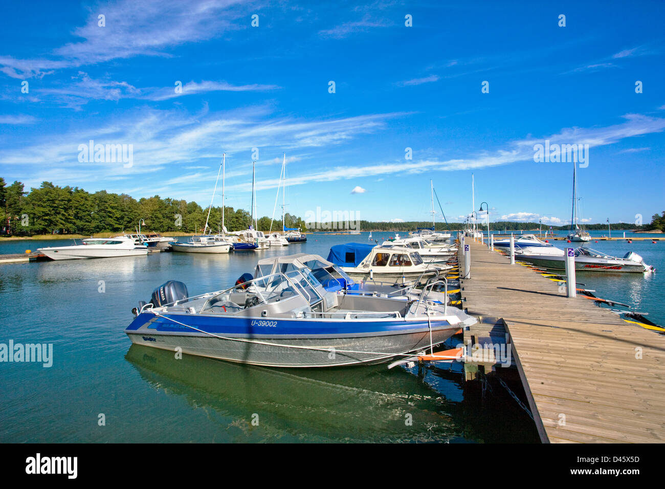 Finland, Turku Archipelago, Storlandet Island, view of Nagu harbour ...