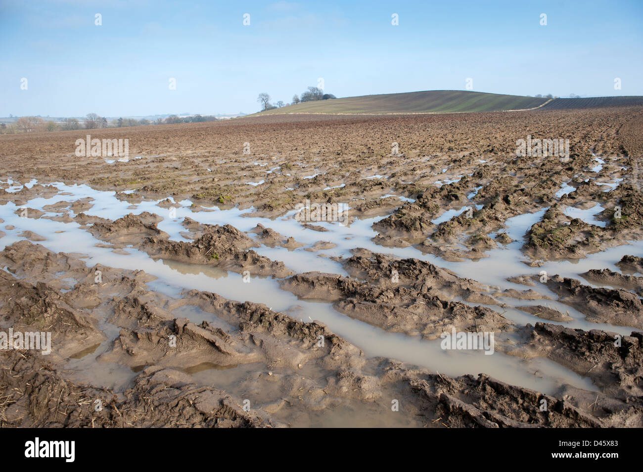 Ploughed land showing extreme waterlogging. Yorkshire, UK Stock Photo ...