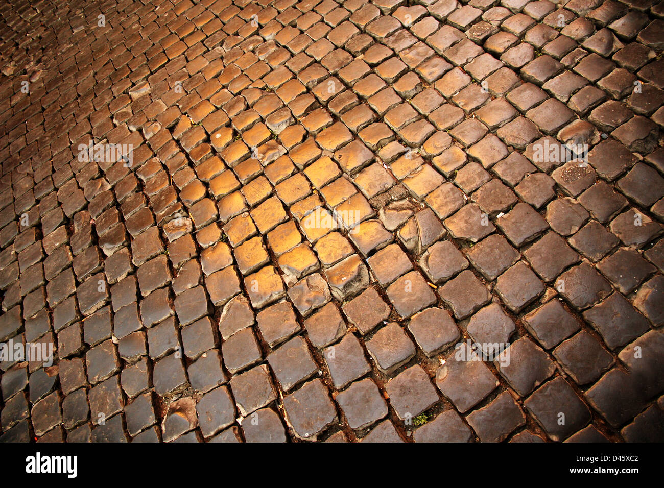 A ancient cobblestone Pavement in Rome, Italy, Europe Stock Photo - Alamy