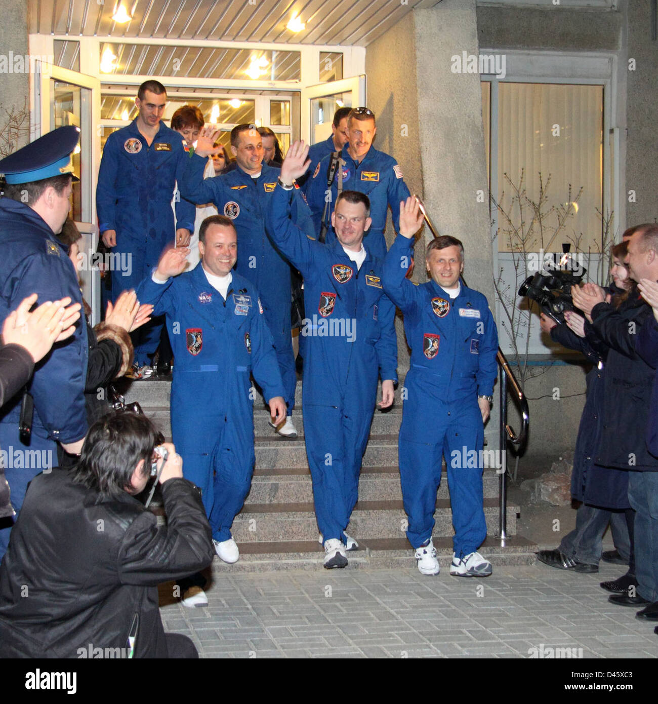 Cosmonauts Alexander Samokutyaev and Andrey Borisenko prepare for ...