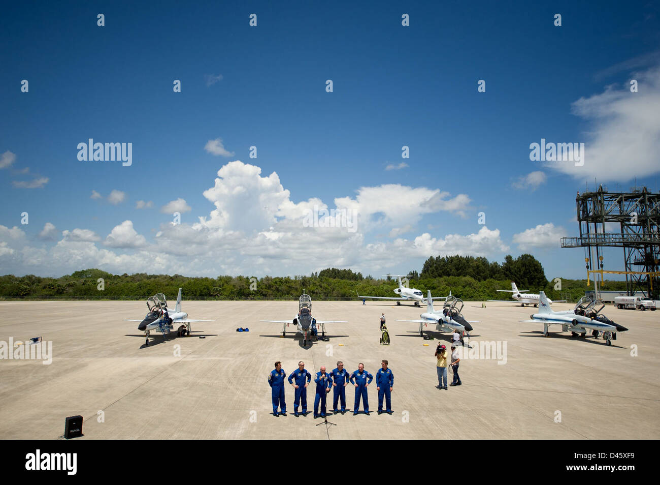 The STS-134 crew, including astronauts Andrew Feustel and Mark Kelly ...