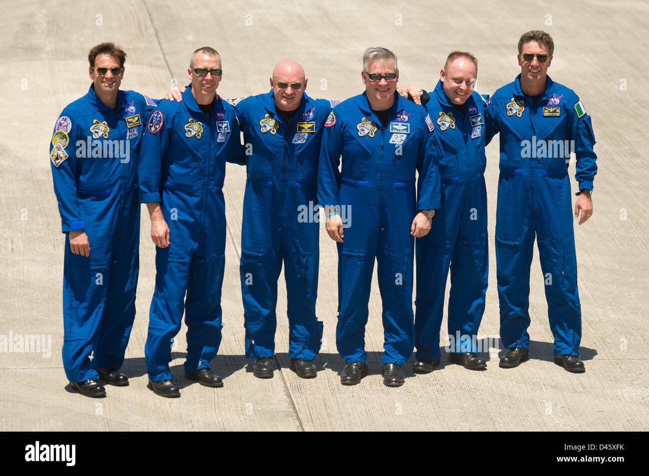The STS-134 crew, including Andrew Feustel, Greg Chamitoff, Greg H ...