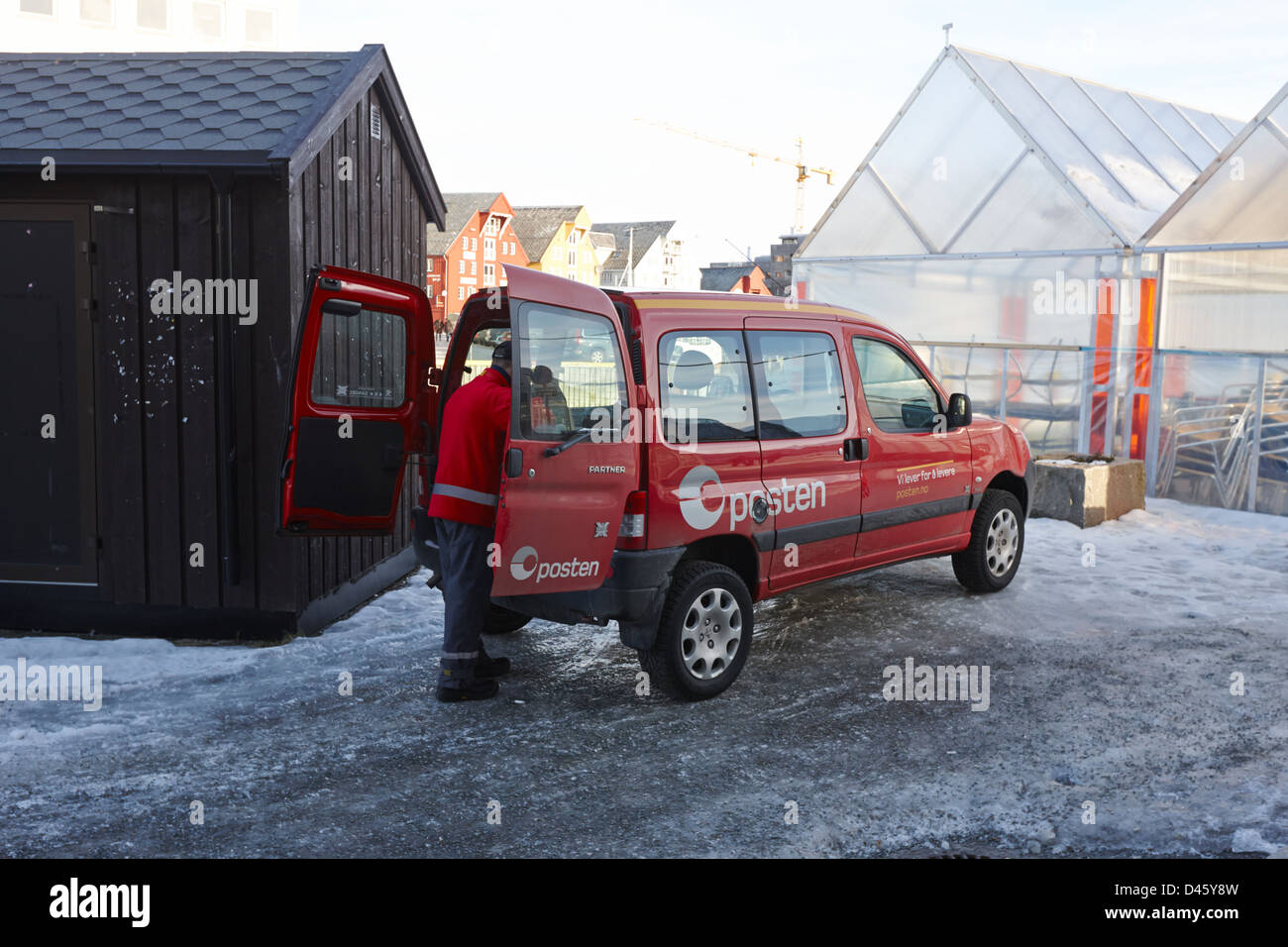 norwegian postman with delivery vehicle Tromso troms Norway europe ...
