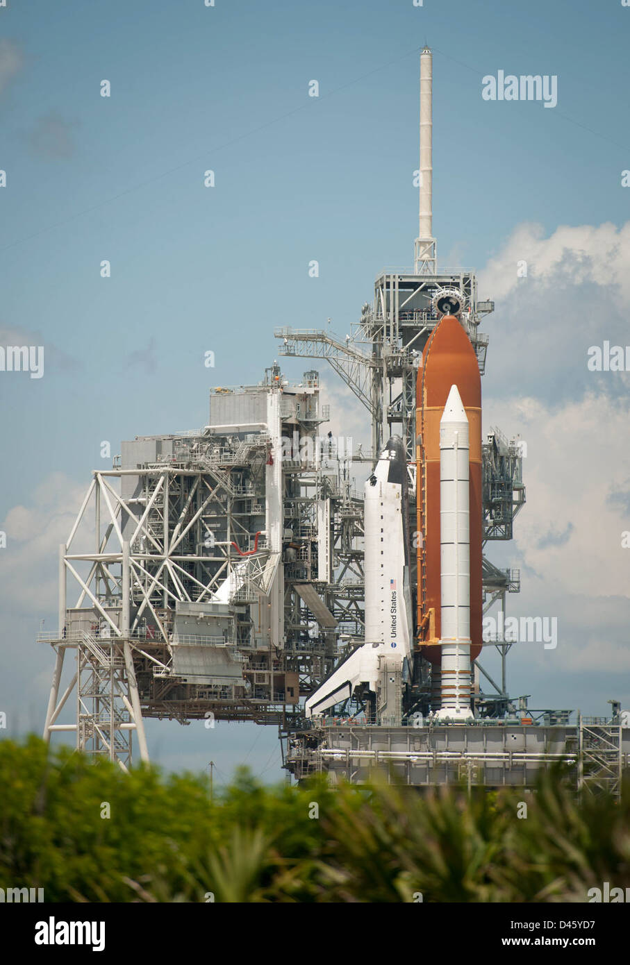 Space Shuttle Endeavour STS-134 is prepared for launch from Kennedy Space Center. This preflight ...