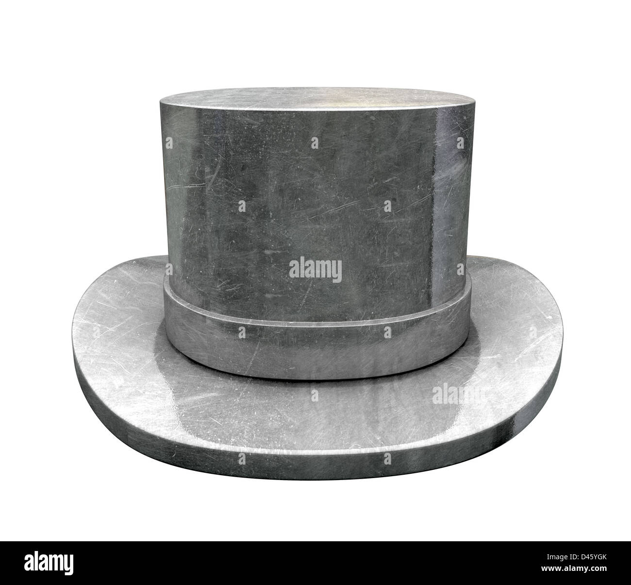 A slightly scratched die-cast top hat on an isolated background Stock ...