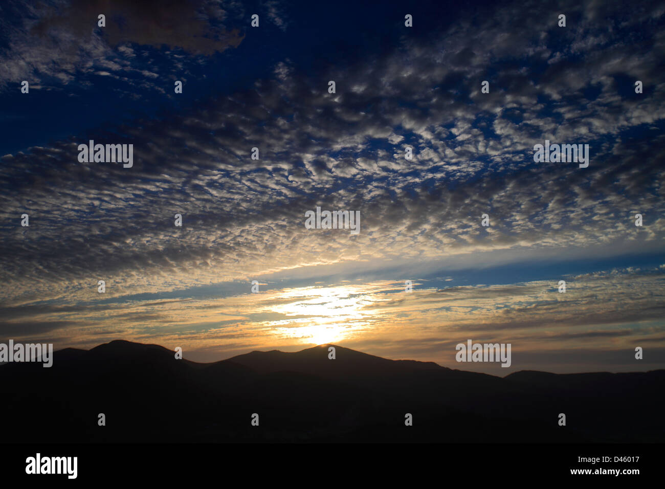 Sunset Altocumulus Stratiformis clouds, Derwentwater, Keswick, Lake ...