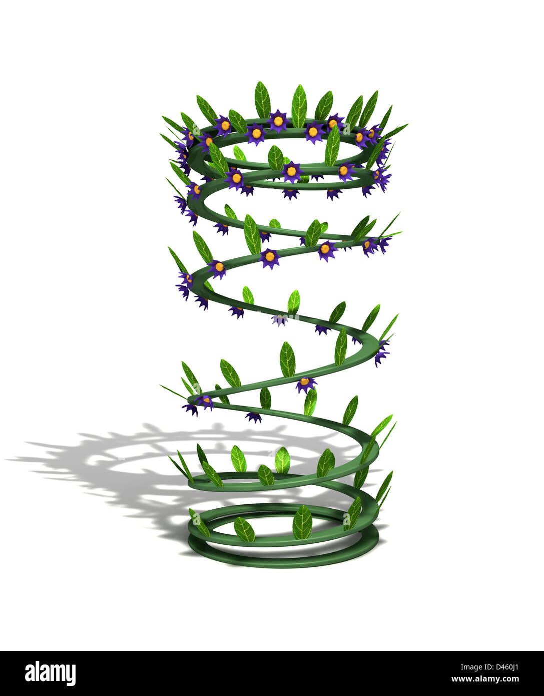 An ambigious mechanical spring with spring blossoms and new leaves ...