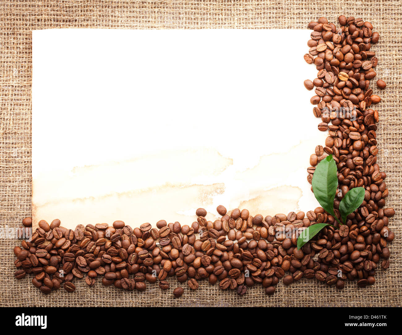 Menu Design.Old paper, coffee bean on textured brown sack Stock Photo ...