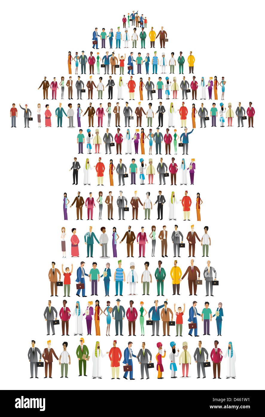Illustrative image of people standing in arrow shape representing ...