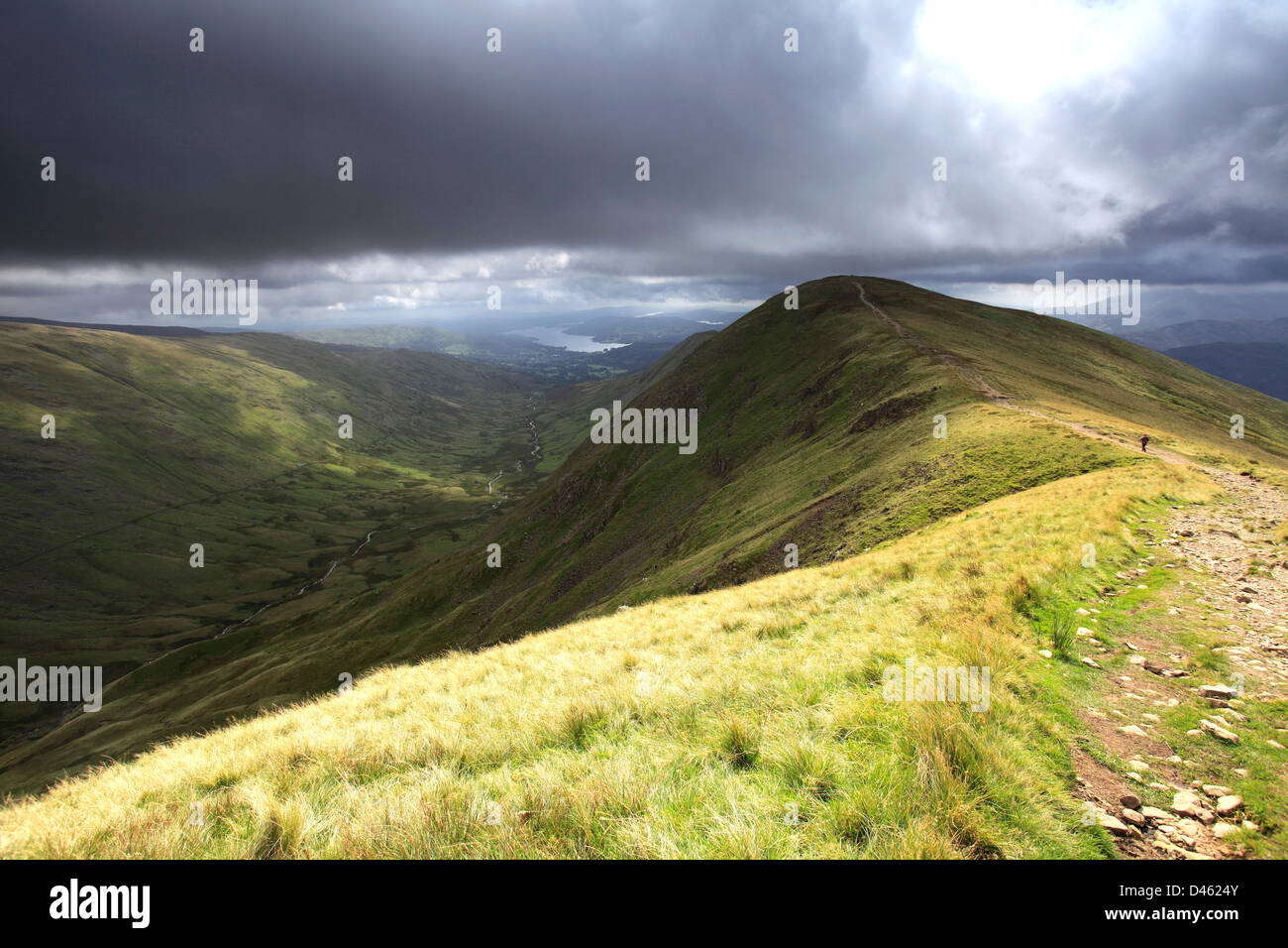 Landscape view over the Summit ridge of Great Rigg fell, Fairfield ...