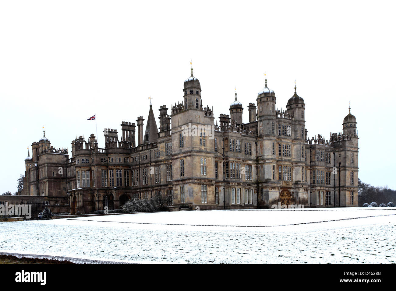 Winter snow, Burghley House, Elizabethan Stately Home, Cambridgeshire ...