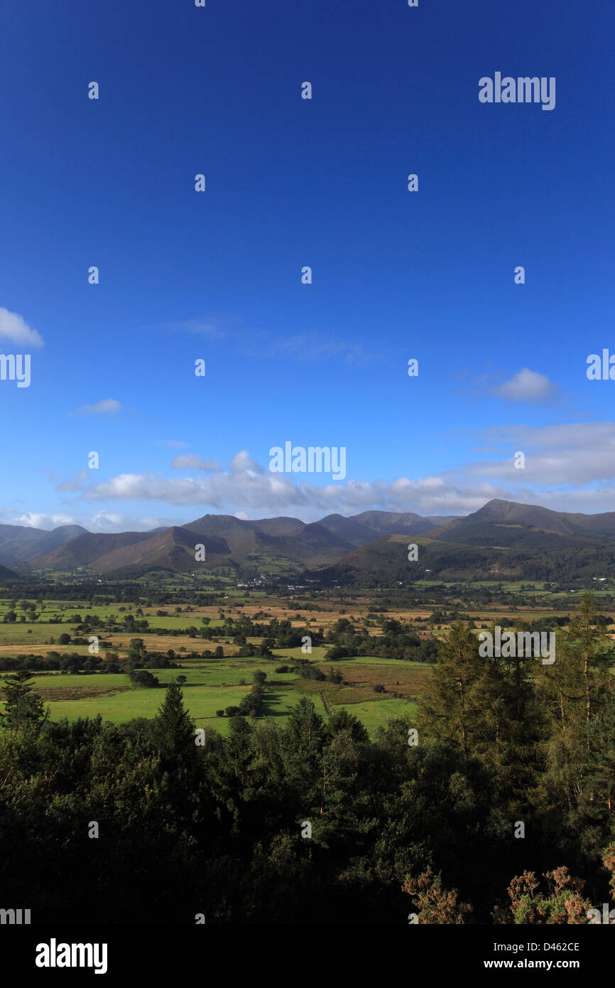 Landscape view over the Derwent Fells, Keswick Town, Lake District ...